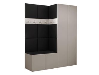 Mirjan24 Garderoben-Set Monati III, 2X Schuhschrank + Kleiderhakenbrett + Kleiderschrank Gepolstertes Paneel/Wandpaneel Kleiderhaken Flurgarderobe Wandgarderob