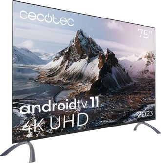 Cecotec Tv led 75 Smart tv A3 Series ALU30075S, 4K uhd, Android Tv11, rahmenlos, Assistant de Voice Google und Chromecast, Dolby Vision & Atmos, HDR10