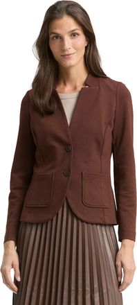 Tom Tailor Damen 1038703 Basic Ottoman Blazer mit Taschen, 27506 - Dark Pecan Brown, XXL
