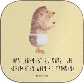 Mr. & Mrs. Panda Untersetzer für Gläser Igel Wein - Geschenk, unterleger, Weißwein, Getränkeuntersetzer, Trinken, Tischuntersetzer, Lustige Sprüche, Weinglas, Rotwein,