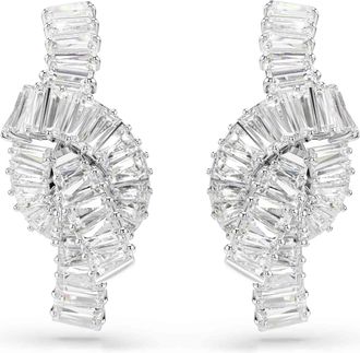 Swarovski Matrix Ohrringe, Baguette-Schliff, Knoten, Weiß, Rhodiniert
