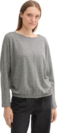 Tom Tailor Damen Loose Fit Sweatshirt mit Fledermausärmeln, 36595 - Black White Structure, M