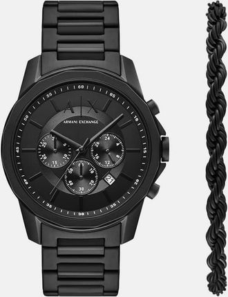A|X Armani Exchange Set aus Edelstahl in Schwarz, mit Chronograph und Armband