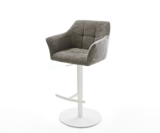 DELIFE Barstuhl Yulo-Flex Boucl&eacute; Soft Schlamm Drehfu&szlig; h&ouml;henverstellbar Metall Wei&szlig;, Barst&uuml;hle