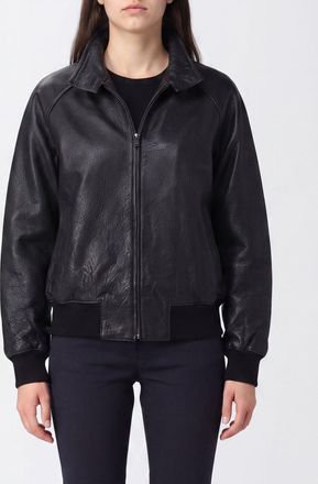 STUDIO NICHOLSON Harrington Lederjacke mit Rei&szlig;verschluss und Stehkragen