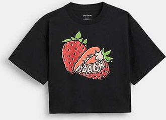 Coach Cropped-T-Shirt Aus Biobaumwolle Mit Erdbeerprint