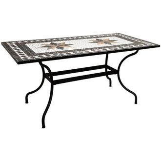 PEGANE Pegane - Table de repas en mosaique coloris noir - l. 160 x l. 90 x h. 75 cm
