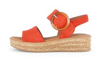 Gabor Keilsandalette GABOR, Damen, Gr. 41, rot, Veloursleder, unifarben, Schuhe, Riemchensandale, Sommerschuh mit modischer Zierschnalle