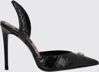 Philipp Plein Slingbacks en cuir effet crocodile avec strass et application Skull