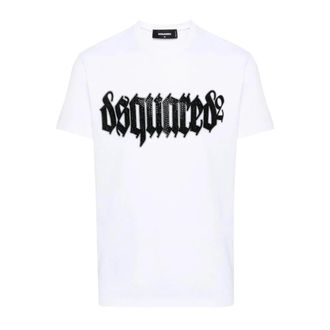 Dsquared2 Gothic Logo Baumwoll-T-Shirt - - Tops - Herren - Wei&szlig; - M