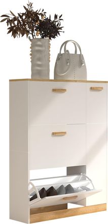 VCM Holz Regal Kipper Schuhregal Schuhschrank Schuhkipper 3 Klappen 1 Dreht&uuml;r Halom L