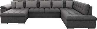 Mirjan24 Eckcouch Ecksofa Niko, Design Sofa Couch mit Schlaffunktion U-Sofa Große Farbauswahl Wohnlandschaft (Ecksofa Links, Lux 06 + Lux 06 + Lux 05)