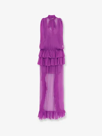Actualee Womens Dress Asymmetric Voile Pink Polyester
