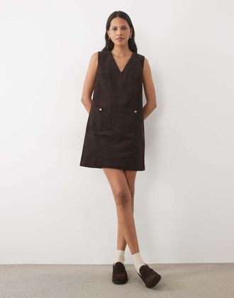 Threadbare Cord-Tr&auml;gerkleid in Braun