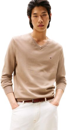 Tommy Hilfiger Herren Pullover Essential Cotton V-Ausschnitt, Beige (Coastal Taupe), XXL