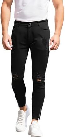 Generic Jean Homme Jeans Homme Jean Homme Regular Confortable Classique Slim Stretch D&eacute;chir&eacute; Fermeture &Eacute;clair Cheville - Casual Moderne, Confort &Eacute;lastique, St