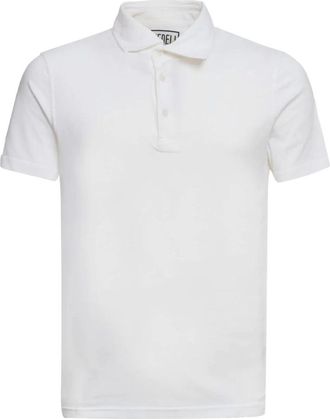 Fedeli Homme, Tops, Blanc, Taille: L Jersey Cotton Flex Short Sleeve Polo