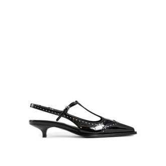 Miu Miu Leder Slingback Pumps - - Shoes - Damen - Schwarzk - 38 1/2 EU