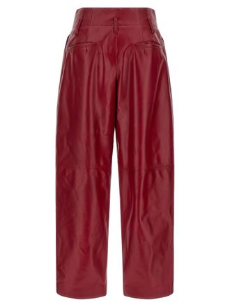 Alberta Ferretti Wide-Leg Leather-Effect Trousers - Red