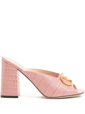 Valentino Garavani sandales &agrave; effet peau de crocodile - Rose