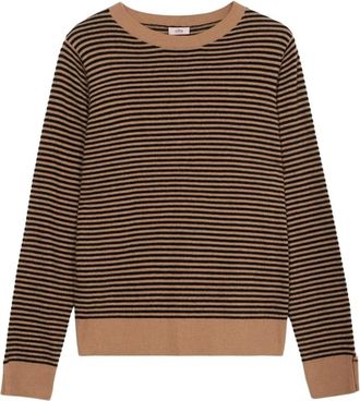Oltre Femme, Pulls, Beige, Taille: 44 FR Pull ray&eacute; en m&eacute;lange de laine