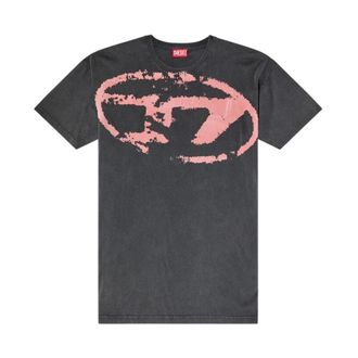 Diesel T-Shirt aus Baumwolle mit entspannter Passform und Distressed-Logo - - Tops - Herren - Schwarzk - XS