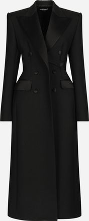 Dolce & Gabbana Zweireihiger Mantel Im Smokingstil Mit Wattierten Seiten Aus Wollgabardine - Frau M&auml;ntel Und Jacken Schwarz 42