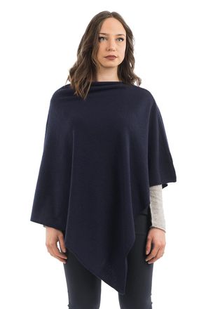 DALLE PIANE CASHMERE Poncho aus Kaschmir-Gemisch - Made in Italy - Damen, Farbe: Blau, Einheitsgr&ouml;&szlig;e