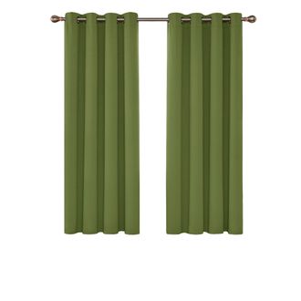 Deconovo Verdunklungsvorh&auml;nge Thermovorh&auml;nge gegen K&auml;lte, modernes Design mit &Ouml;sen, f&uuml;r Wohnzimmer, Schlafzimmer, 132 x 138 cm, Grasgr&uuml;n, 2 St&uuml;ck