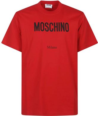 Moschino Homme, Tops, Rouge, Taille: XL Logo Print T-Shirt