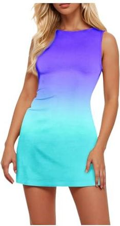 Generic Robes amincissantes d&eacute;t&eacute; sans manches &agrave; col bateau pour femmes, mini robe moulante, coupe ajust&eacute;e, pour f&ecirc;te, club, 2026, violet, XXL