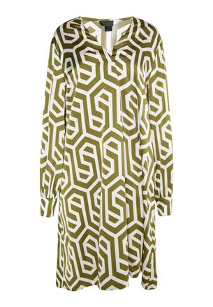 Dreimaster Dreimaster Midikleid Damen Wollweiss Oliv