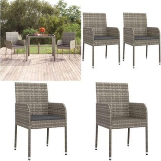 vidaXL Vidaxl - Gartenst&uuml;hle mit Kissen 2 Stk. Poly Rattan Grau - Gartenst&uuml;hle - Outdoor M&ouml;bel - Rattan Gartenm&ouml;bel - Gartenm&ouml;bel Set - Balkonm&ouml;bel - Home &