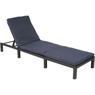 Hhg Poly-Rattan Sonnenliege 605, Relaxliege Gartenliege Liege Basic anthrazit, Kissen grau