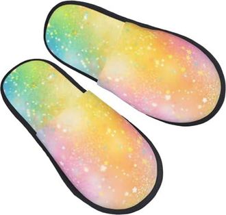 Generic Peluche Pantoufles &Eacute;toile scintillante Rainbow galaxie Respirant Chaussons Homme Classiques Antid&eacute;rapant Chaussures Int&eacute;rieur Adulte L