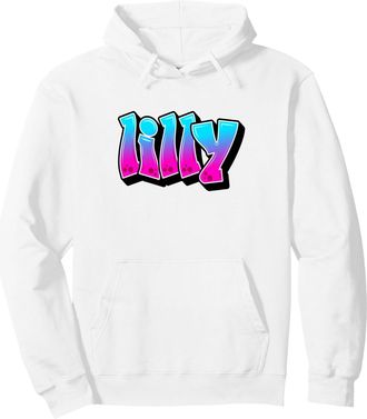 BDAZ Lilly Graffiti Personalisierter Name Blau Rosa Frauen M&auml;dchen Pullover Hoodie