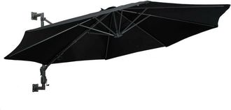 Les Tendances Parasol mural avec m&acirc;t en m&eacute;tal 300cm Noir