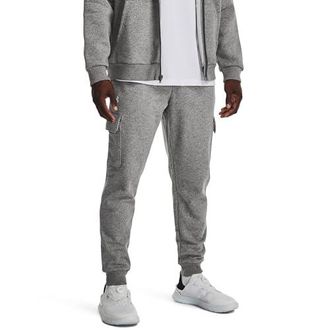 Under Armour Pantalon de Jogging Cargo en Polaire Rival pour Homme, (026) Castlerock Light Heather/Blanc, Taille XL Hauteur