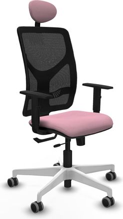 Piqueras y Crespo Computerstuhl mit 1D-Armlehnen, h&ouml;henverstellbarer Lendenwirbelst&uuml;tze und festem Kopfteil, ausgestattet mit Syncro/Traslack und Schneideschaum, Schwar