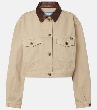 Prada Cropped-Jeansjacke mit Leder