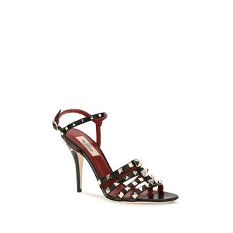 Valentino Garavani Womens Black Goatskin Stiletto Heel Sandals