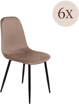 Dmora Ensemble de 6 chaises Arter, Fauteuil recouvert de velours, Chaise de salle à manger rembourrée, Siège de réunion, 45x56h87 cm, Tourterelle