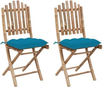 vidaXL Chaises pliables de jardin lot de 2 avec coussins Bambou vidaXL