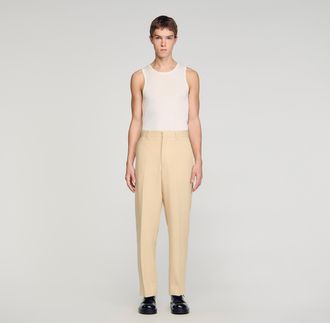 Sandro Pantalon en lin et coton oversize