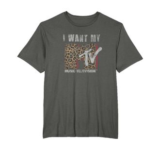 Giesswein Music Television Animal Print White Font Want My MTV T-Shirt