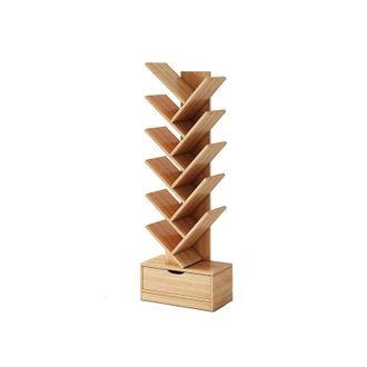 Generic Baumf&ouml;rmiges B&uuml;cherregal mit Schubladen, bodenstehendes B&uuml;cherregal mit 6-12 Ebenen, hohes und schmales B&uuml;cherregal aus Holz, for Wohnzimmer, Schlafzi