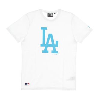 New Era Homme, Tops, Blanc, Taille: XL Dodgers Logo Tee White/Aqua
