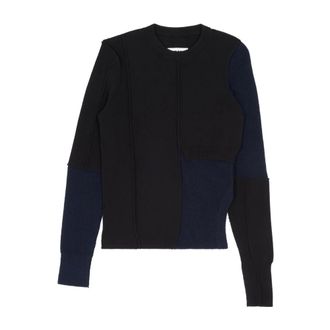 Maison Margiela Pull en maille &agrave; empi&egrave;cements - Femme - Pulls - Noir - Taille: 36 FR