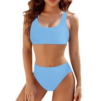 Generic Maillot de bain deux pi&egrave;ces push-up pour femme - Contr&ocirc;le du ventre - Taille haute - Maillot de bain 2 pi&egrave;ces - Dos nu - V&ecirc;tement de plage pour femme,