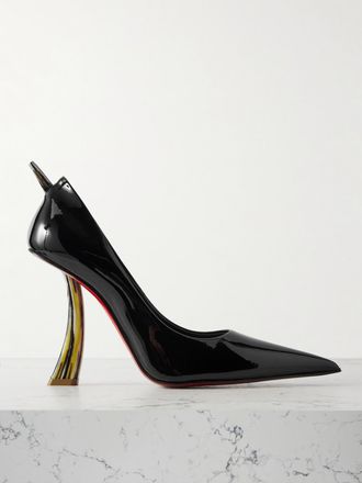 Christian Louboutin Escarpins En Cuir Verni À Clous Kate Clawmax 100 - Noir